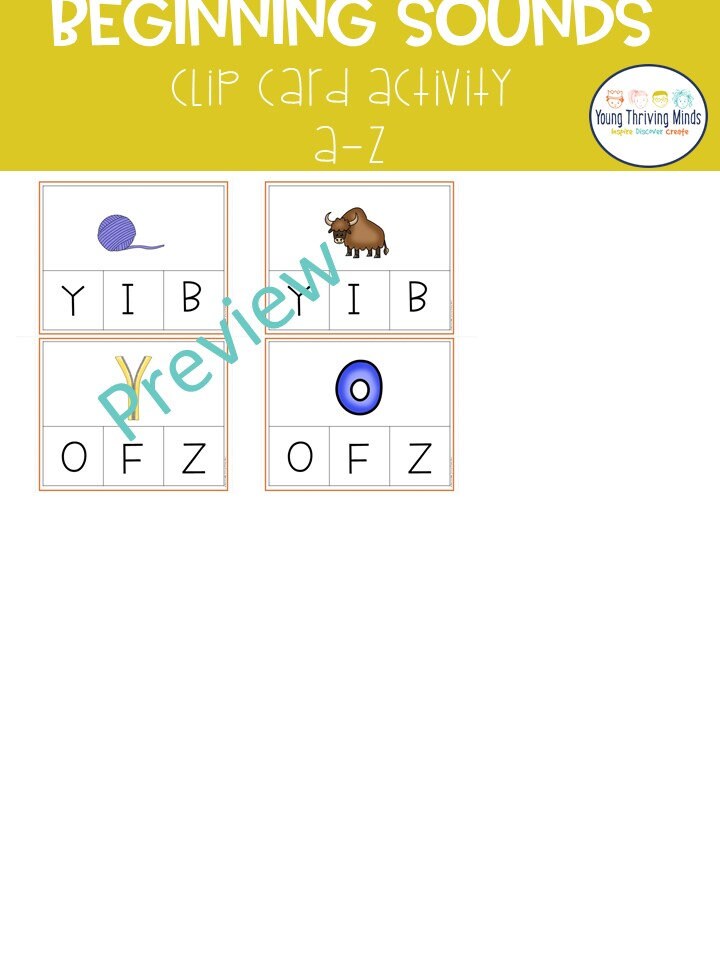 Alphabet & Beginning Sound Clip Card Activity A-Z Printable - Etsy