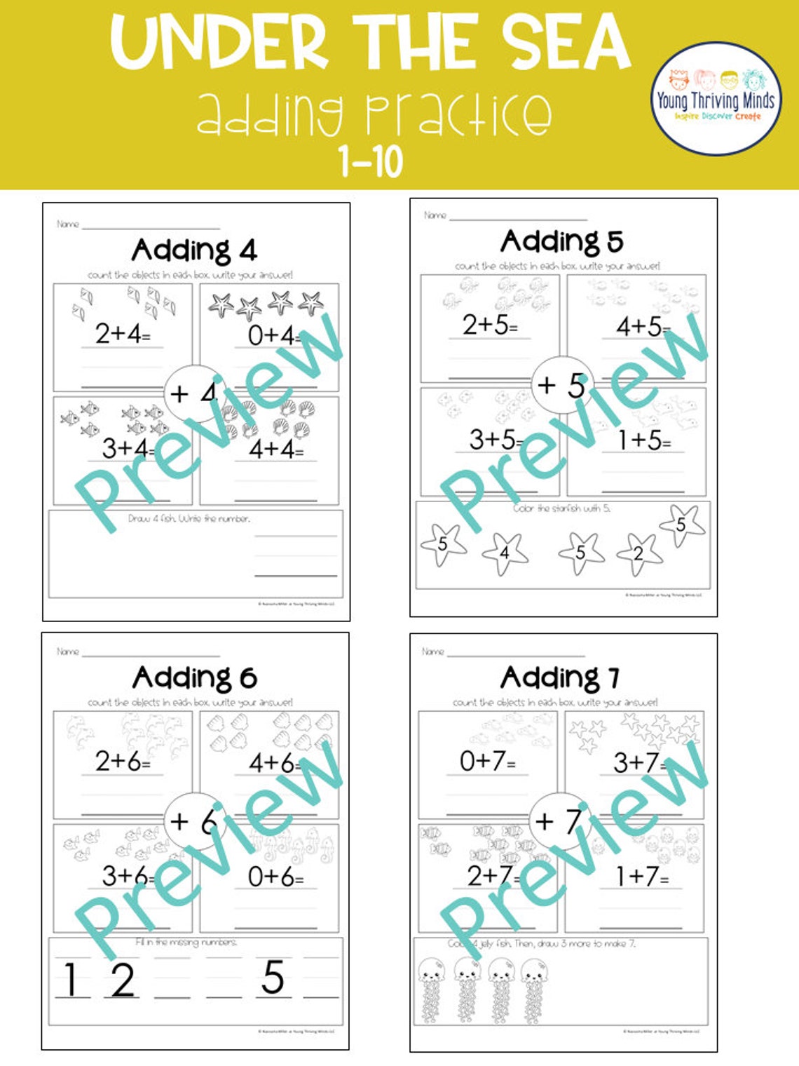 Adding Practice Preschool Printable Numbers and Counting Preschool, Pre ...