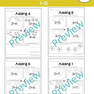 Adding Practice Preschool Printable- Numbers and Counting Preschool ...
