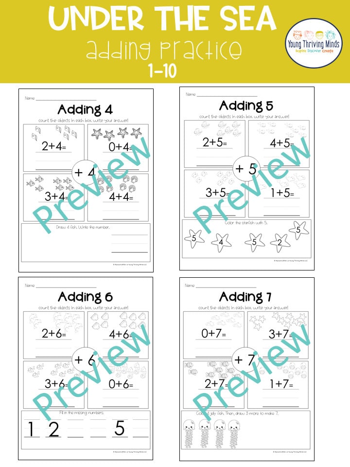 Adding Practice Preschool Printable- Numbers and Counting Preschool ...