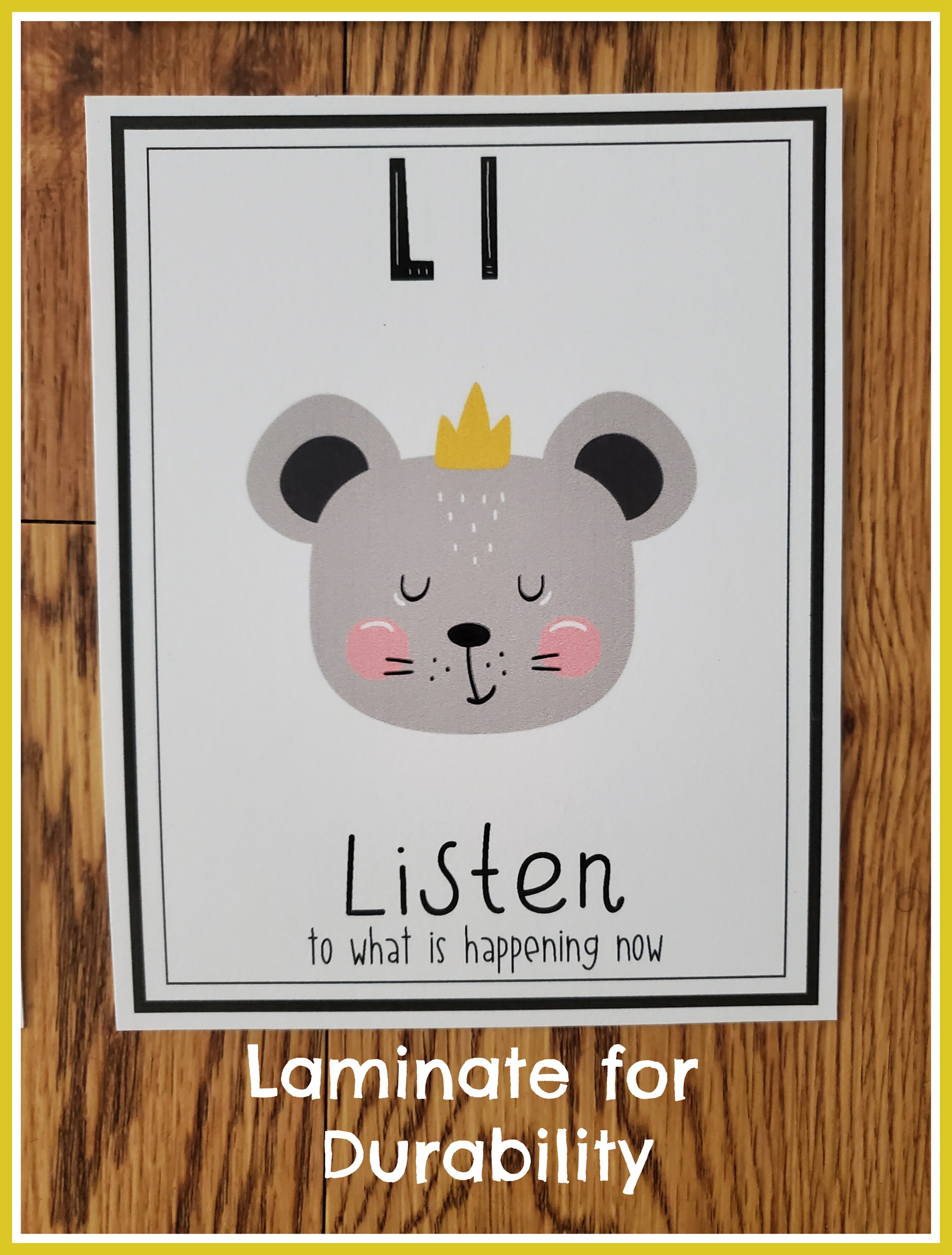 Mindfulness Alphabet Flash Card, Mindfulness Printable, Home School ...