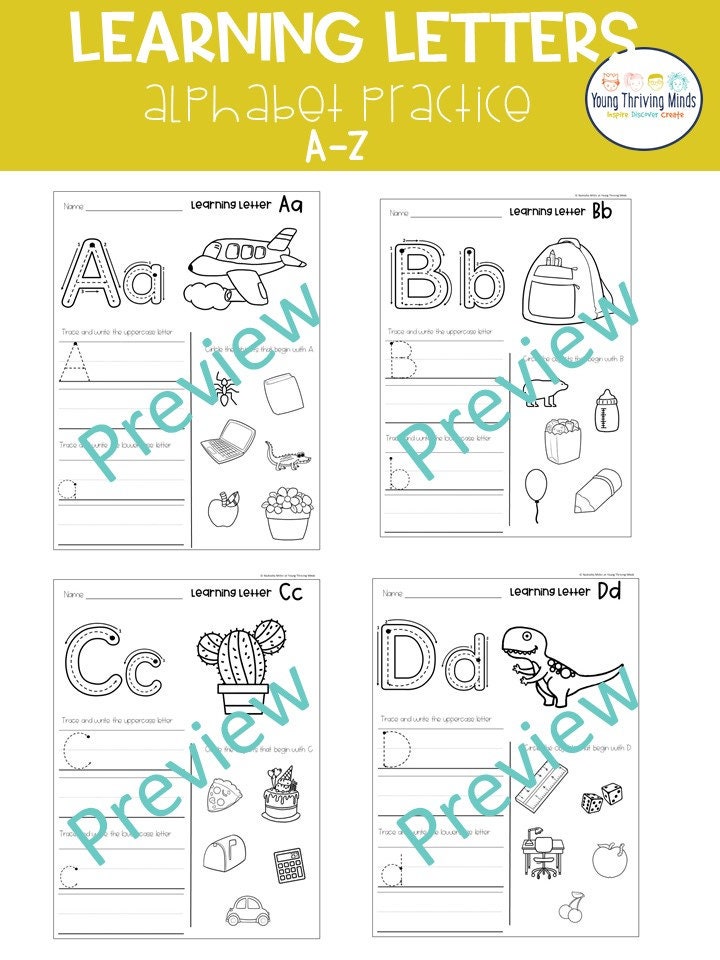 Preschool Handwriting Worksheets/ Alphabet Writing Practice/ | Etsy