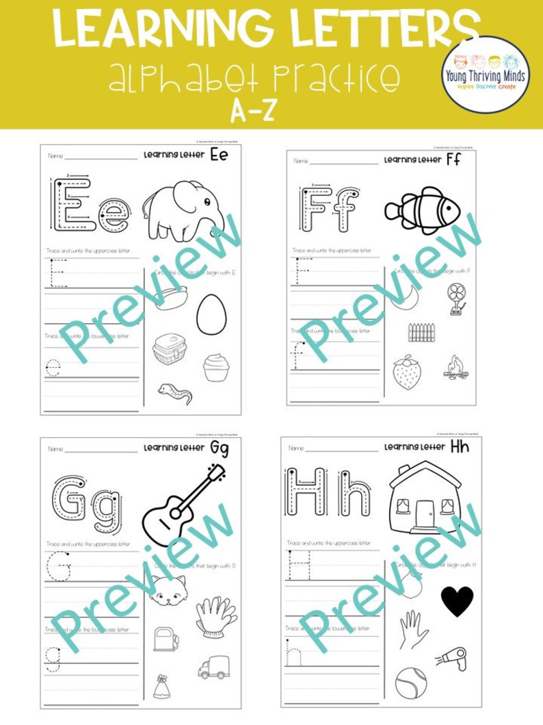 Preschool Handwriting Worksheets/ Alphabet Writing Practice/ | Etsy