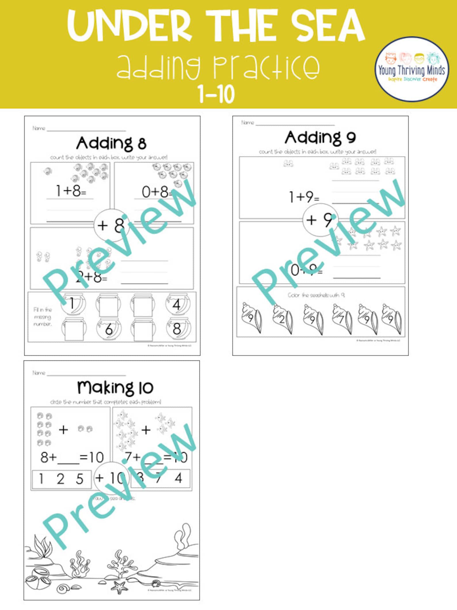 Adding Practice Preschool Printable- Numbers and Counting Preschool ...