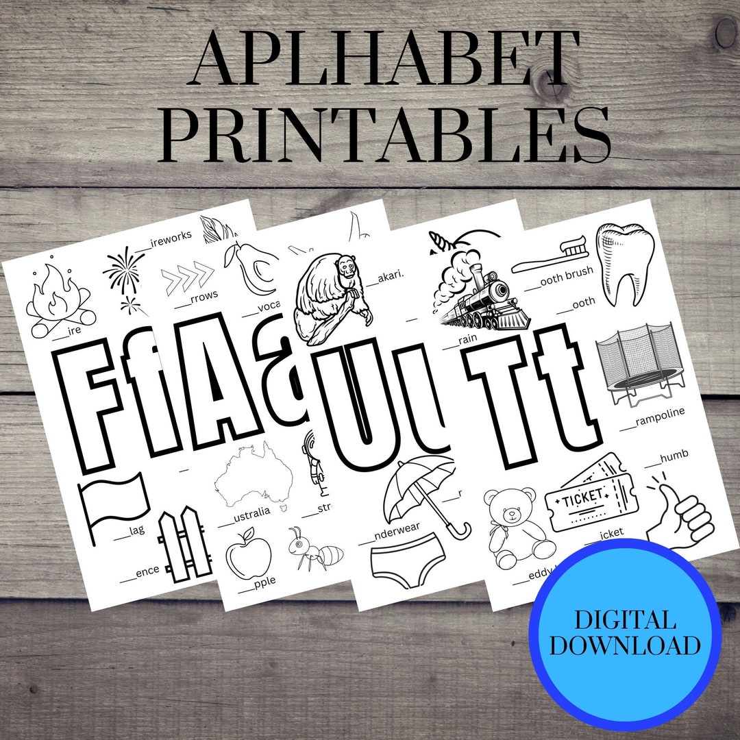 Printable Alphabet Colouring Pages for Preschool, Instant Digital ...