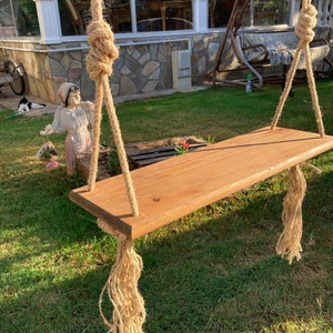 Tree Swing Wooden Rope Swing Rustic Long Lasting Outdoor - Etsy