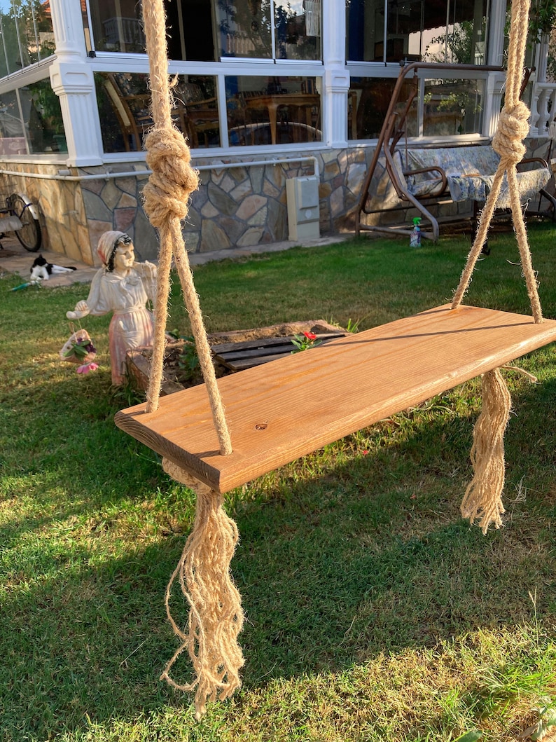 Tree Swing Wooden Rope Swing Rustic Long Lasting Outdoor - Etsy