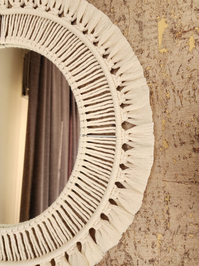 Large Macrame Mirror, Macrame Round Mirror Wall Hanging, Nursery Mirror ...