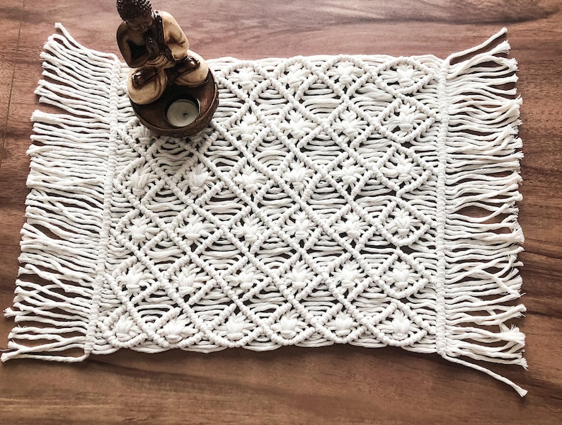 Macrame Placemat, Cotton Rope Table Mat, Macrame Mini Table Runner ...