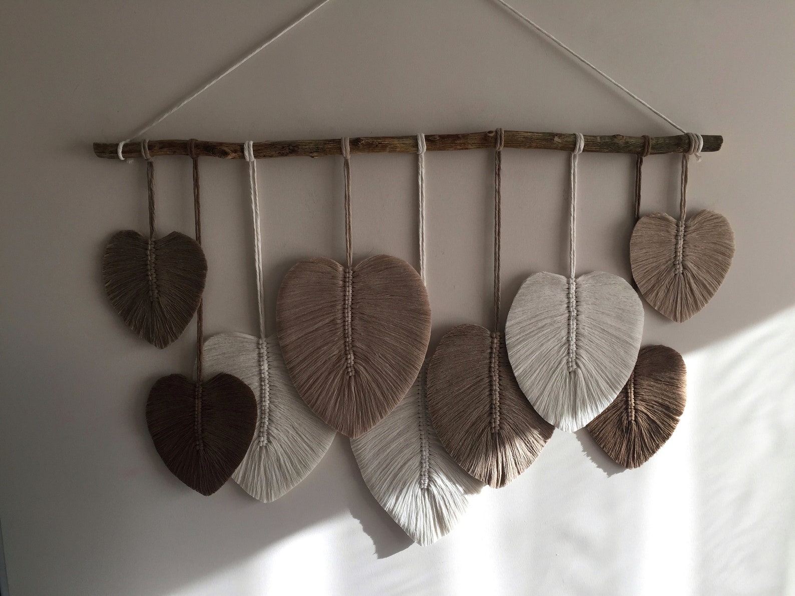 Large Macrame Feather Wall Hanging Woven Leaf Suspension | Etsy