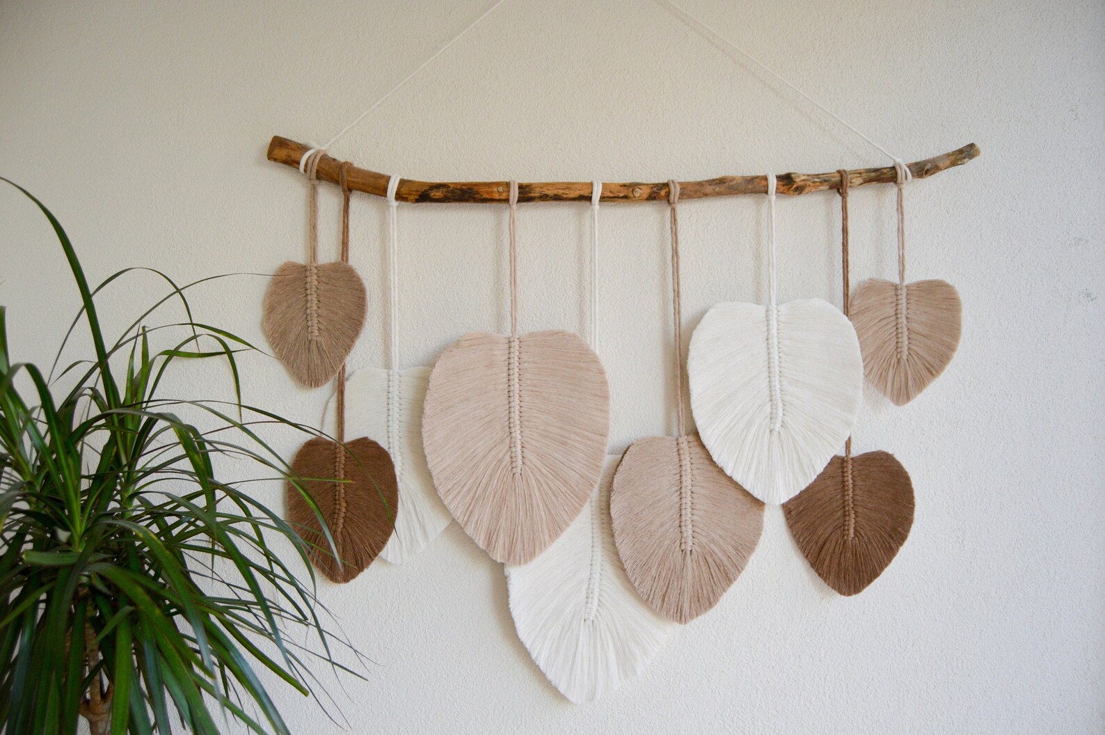 Large Macrame Feather Wall Hanging Woven Leaf Suspension | Etsy Canada
