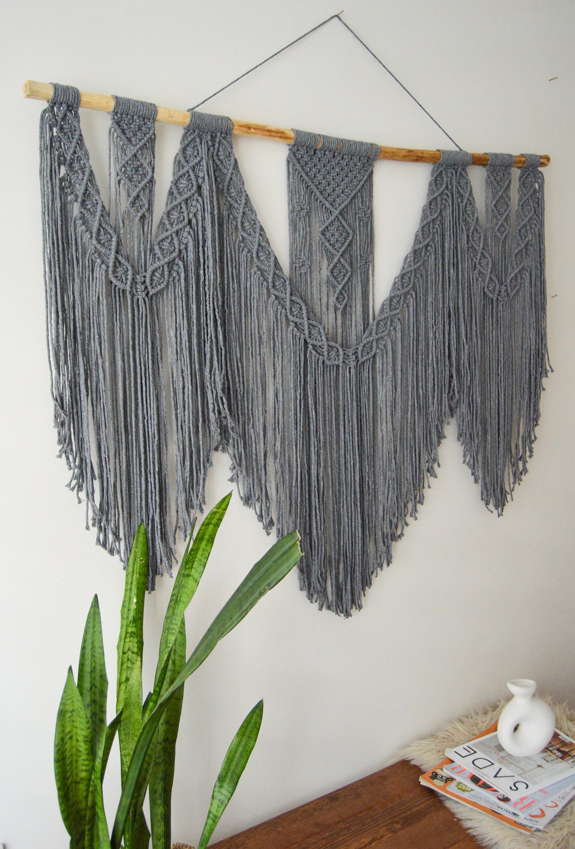 Extra Large Macrame Wall Hanging Gray Bohemian Decoration - Etsy