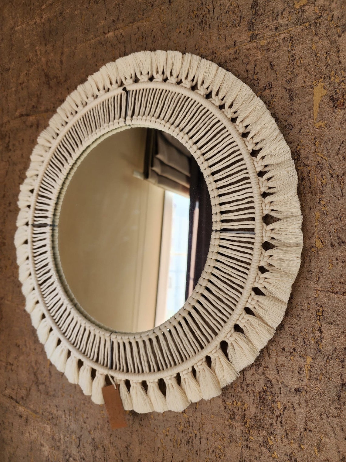 Large Macrame Mirror, Macrame Round Mirror Wall Hanging, Nursery Mirror ...