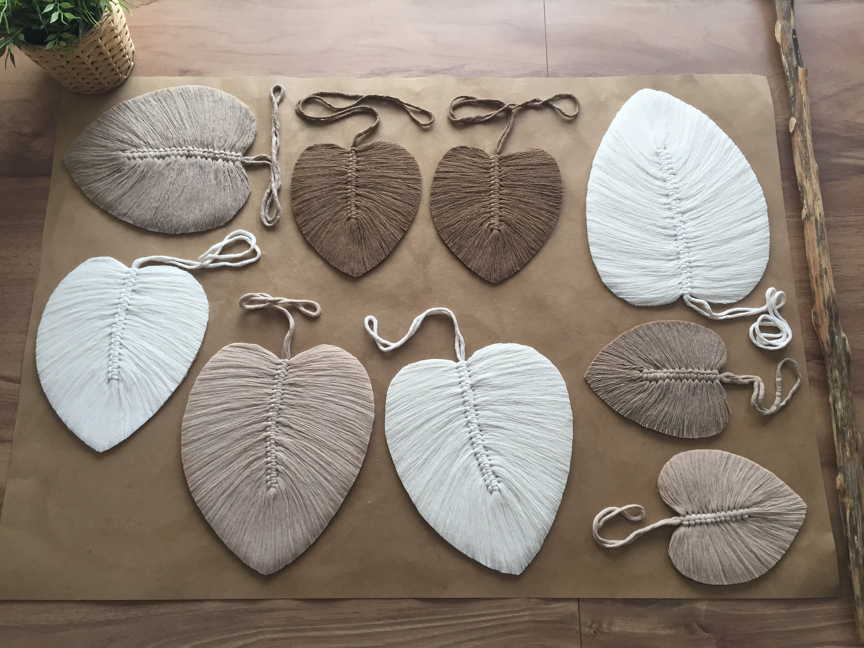 Large Macrame Feather Wall Hanging Woven Leaf Suspension - Etsy Canada