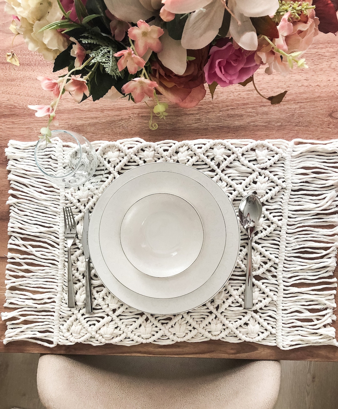 Macrame Placemat, Cotton Rope Table Mat, Macrame Mini Table Runner ...