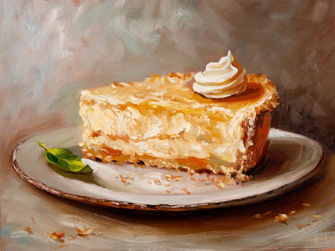 Dessert Oil Painting, Realistic Cake Art, Kitchen Wall Decor, Handmade ...