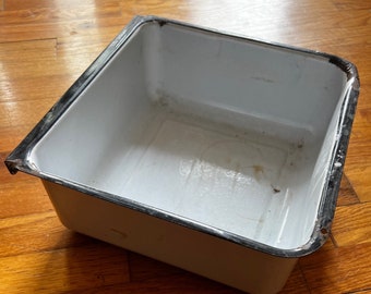 Vintage Enamelware Refrigerator "hydrator" Drawer - White With Black ...