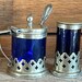 Vintage Victorian 19th Century Condiment Set Bristol Blue Glass ...