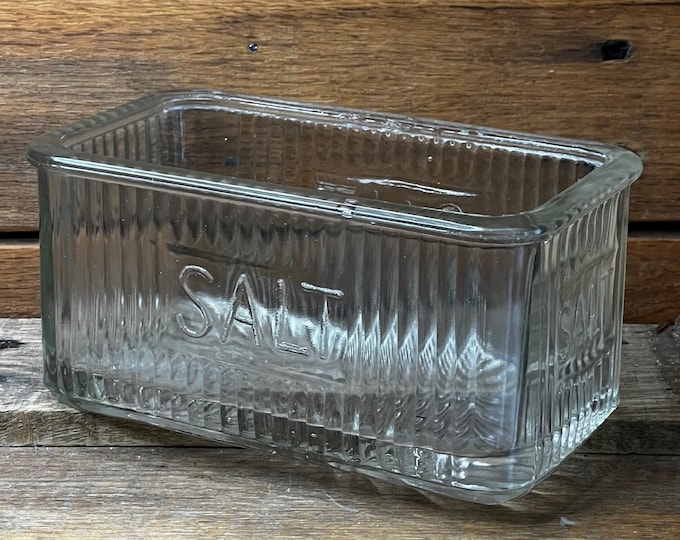 Vintage Glass Salt Box Hoosier Cabinet Glassware Hoosierware Crystal ...