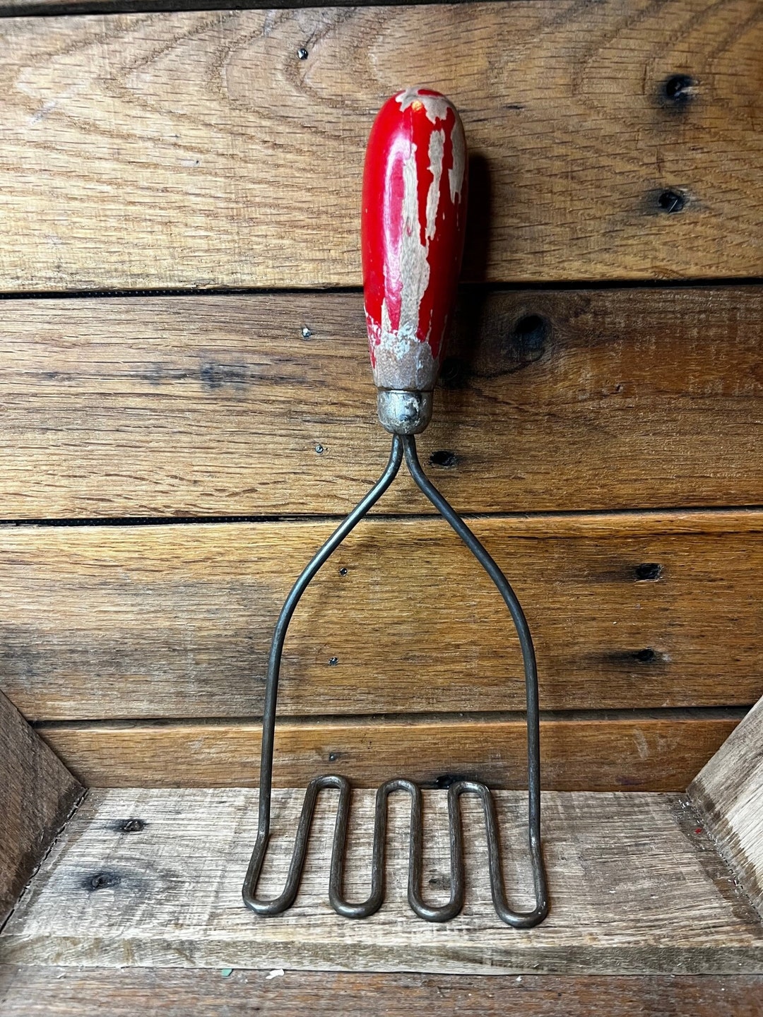 Vintage Potato Masher, Red Handle - Etsy