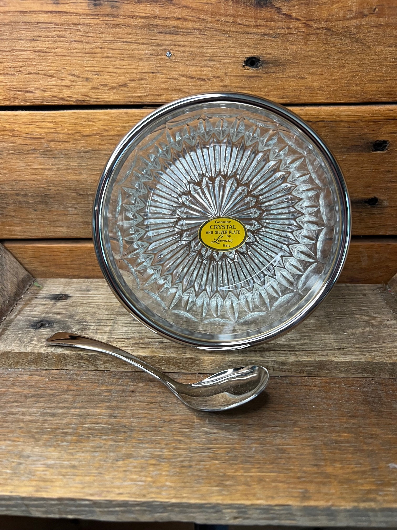Rare New Old Stock Cut Glass Crystal by Leonard Silver Plate - Etsy