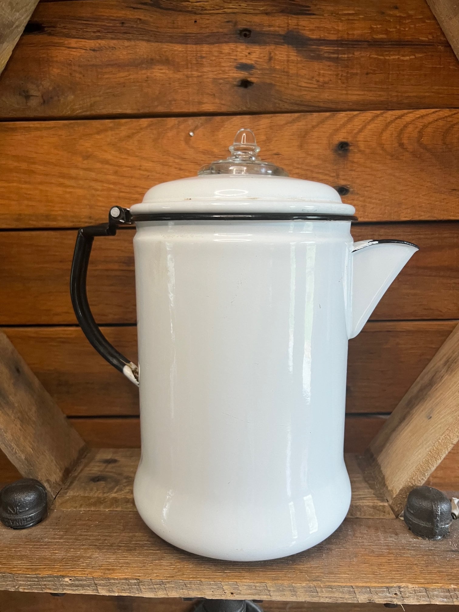Vintage Enamelware Black / White Coffee Percolator With Top No Basket ...