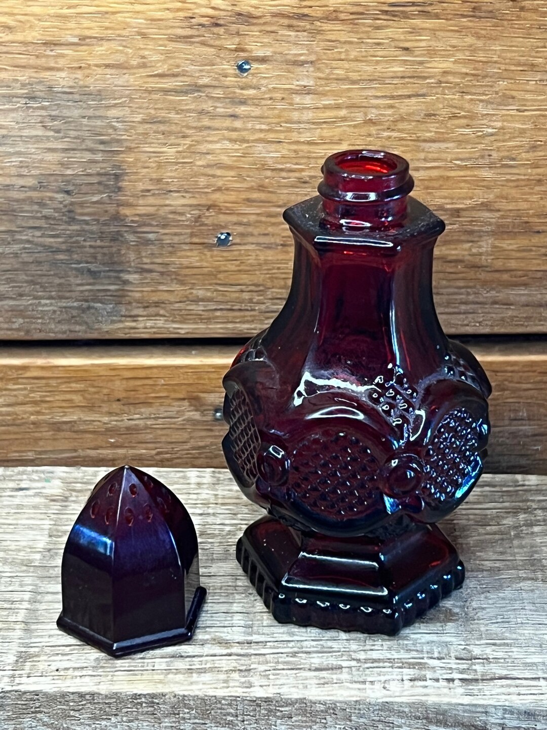 Vintage Ruby Red Cape Cod Cut Glass Crystal Facets Salt & - Etsy