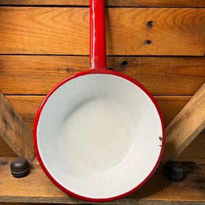 Vintage Medium Enamelware Saucepan White With Red Trim - Etsy