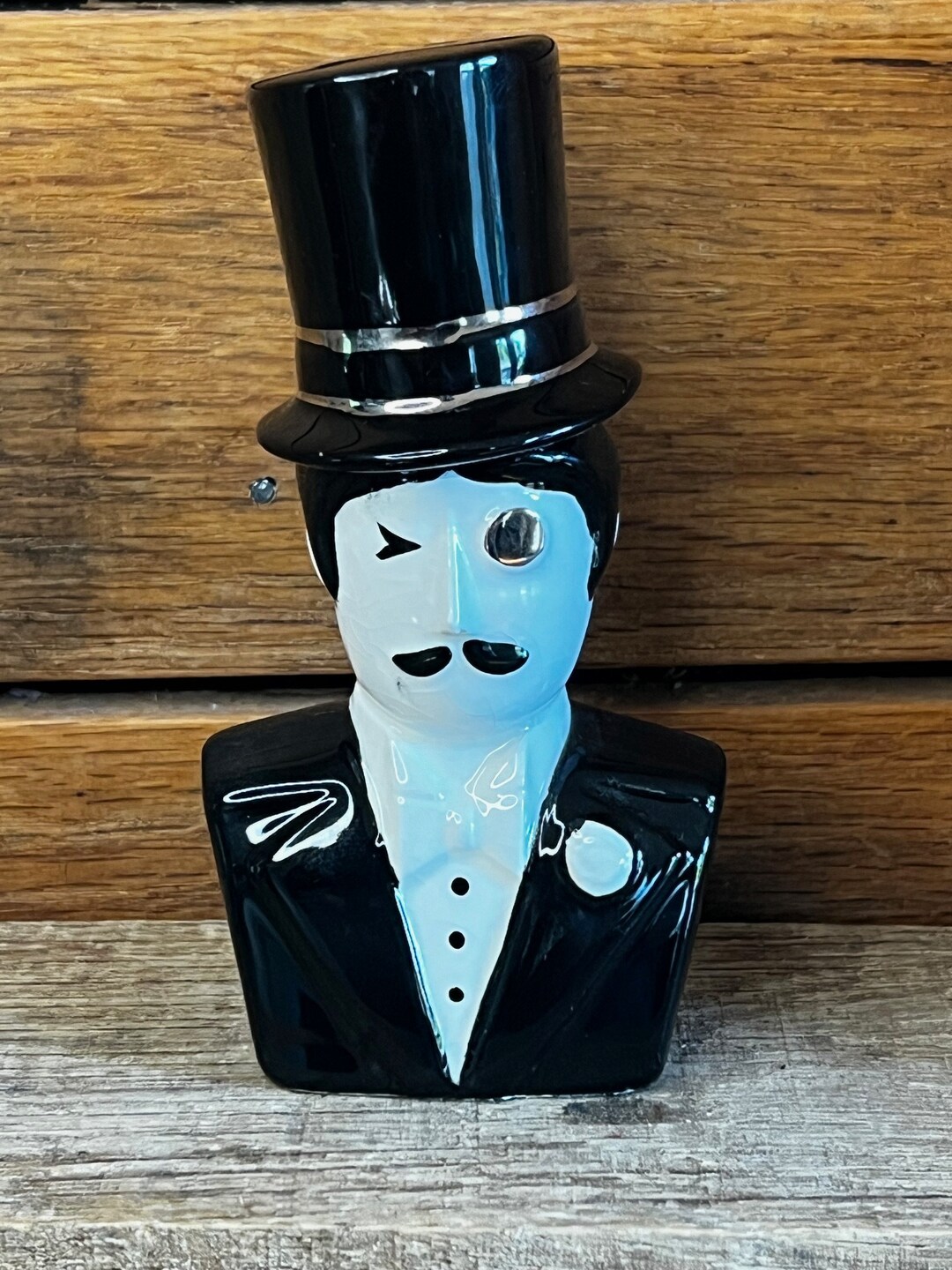 Vintage Fitz and Floyd Top Hat Monocle Tux Man Butler Salt Pepper ...