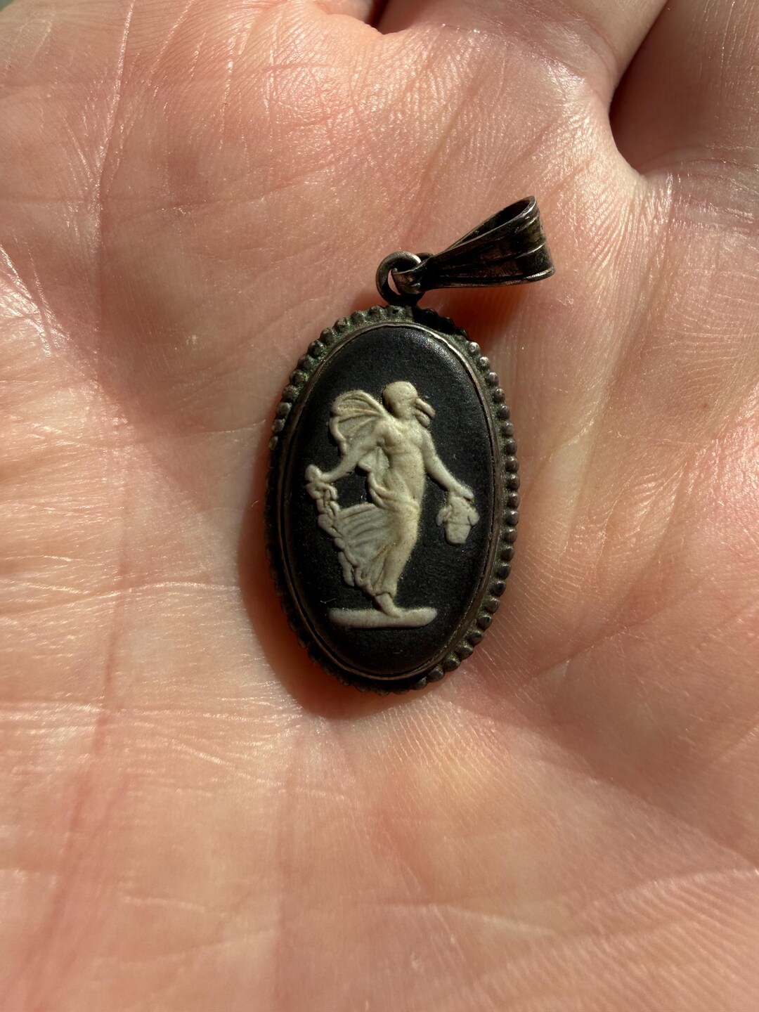Vintage 1971 Wedgwood Black Jasperware Cameo and Sterling Silver ...