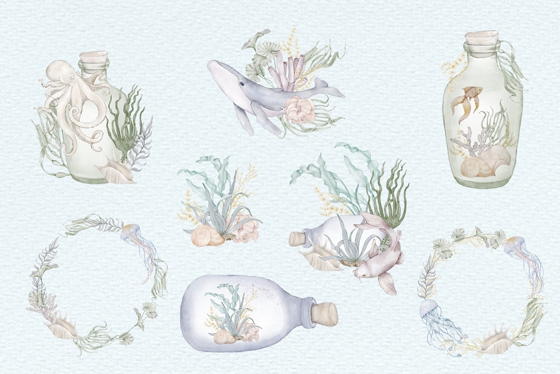Underwater Clipart Nursery Ocean Summer Clipart Under the Sea - Etsy