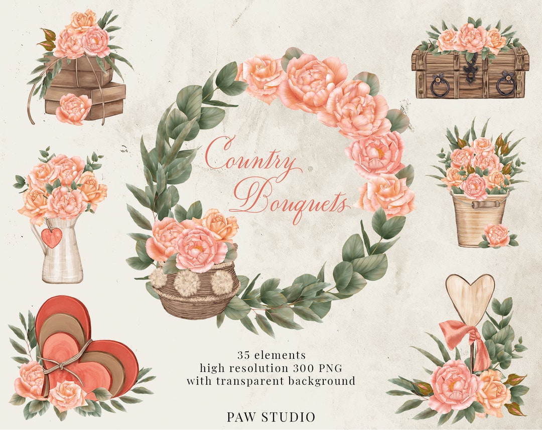 Roses Border. Flowers Clipart. Floral Clipart. Floral Frame - Etsy