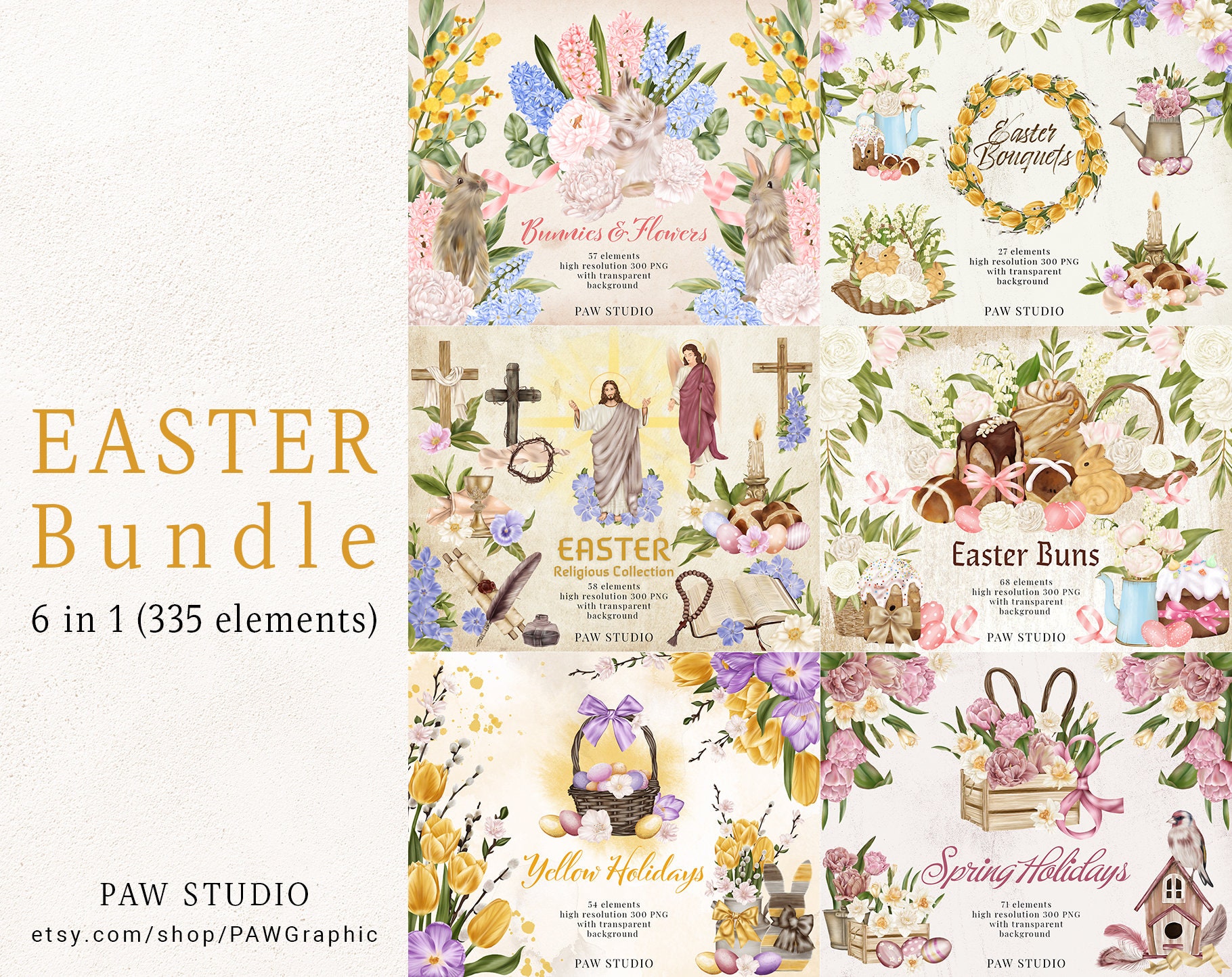 Easter Clip Art Easter Bundle Religious Easter Wreath Rusty - Etsy