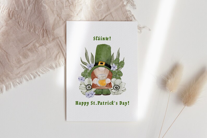 St. Patrick's Day Watercolor Clipart. Green Gnome - Etsy