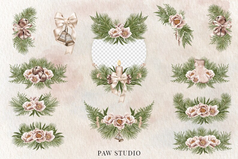 Christmas Boho Border Bouquet Wreath Frame Winter Decorations - Etsy