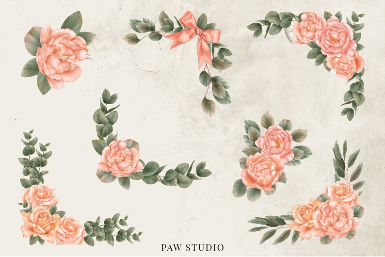 Roses Border. Flowers Clipart. Floral Clipart. Floral Frame - Etsy