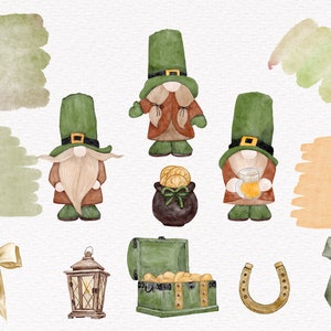 St. Patrick's Day Watercolor Clipart. Green Gnome Leprechaun ...
