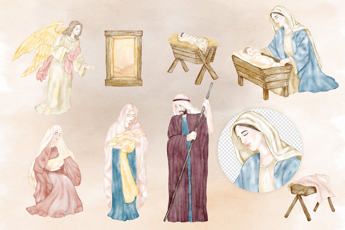 Christmas Holy Night Clipart Religious Watercolor Clipart - Etsy
