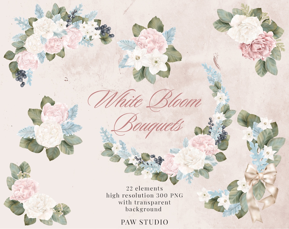 Floral Frame Clipart Wedding Frame Flower Bouquet Wedding - Etsy