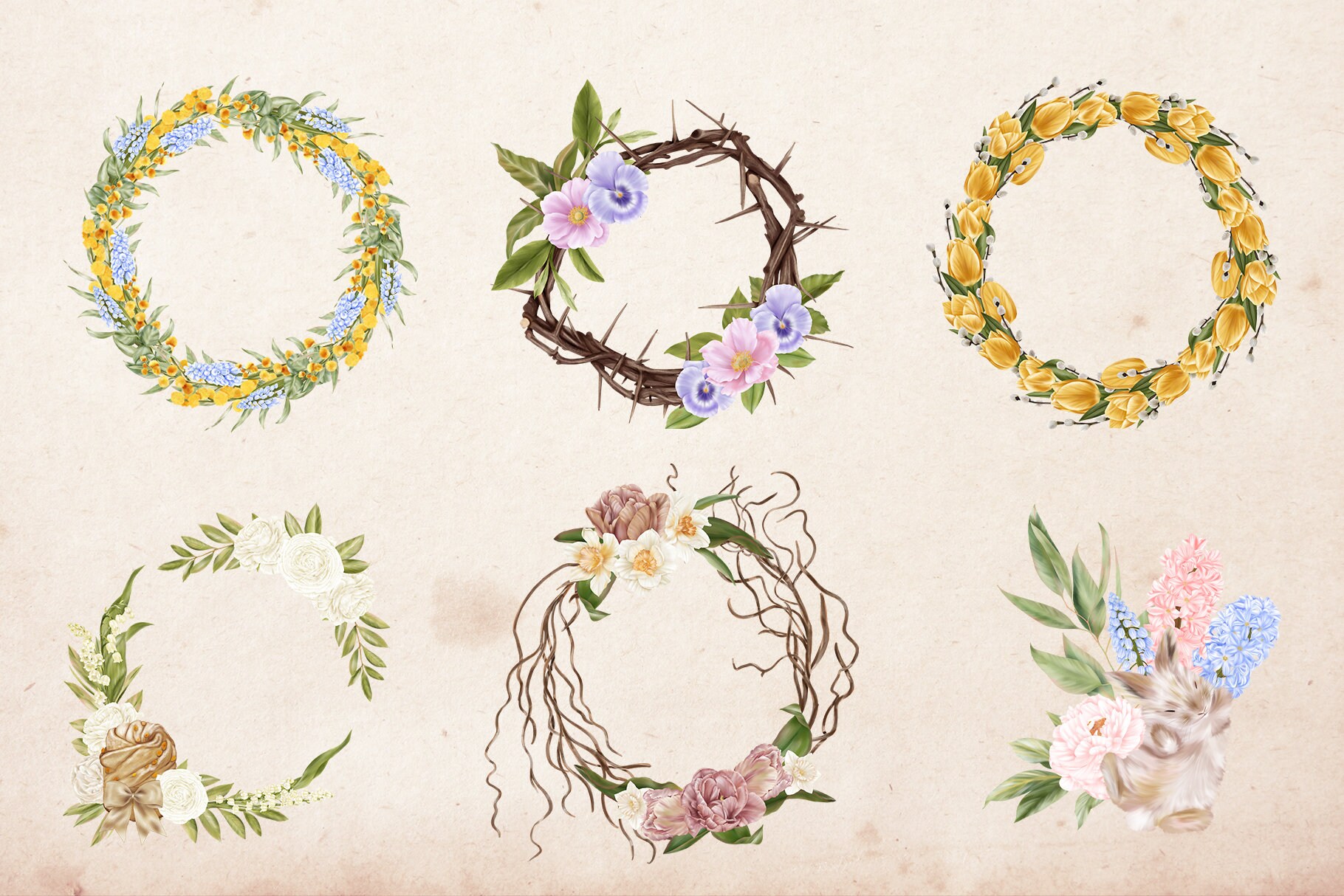 Easter Clip Art Easter Bundle Religious Easter Wreath Rusty - Etsy