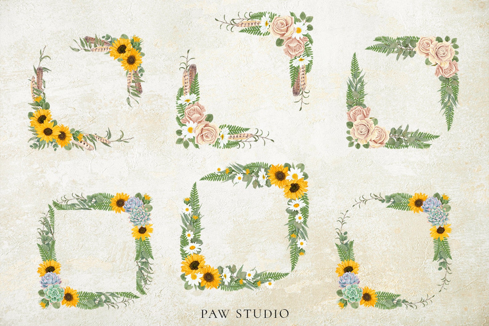 Summer Floral Clipart. Flowers Clipart. Bloom Frame Wreath - Etsy