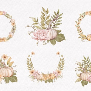 Autumn Clipart Thanksgiving Pumpkin Fall Frame Wreath Watercolor Autumn ...