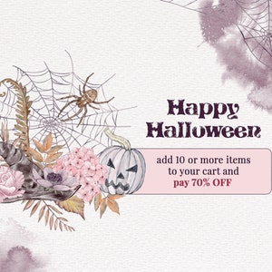 Halloween Watercolor Clipart Halloween Cards Spooky Clipart Pumpkin ...
