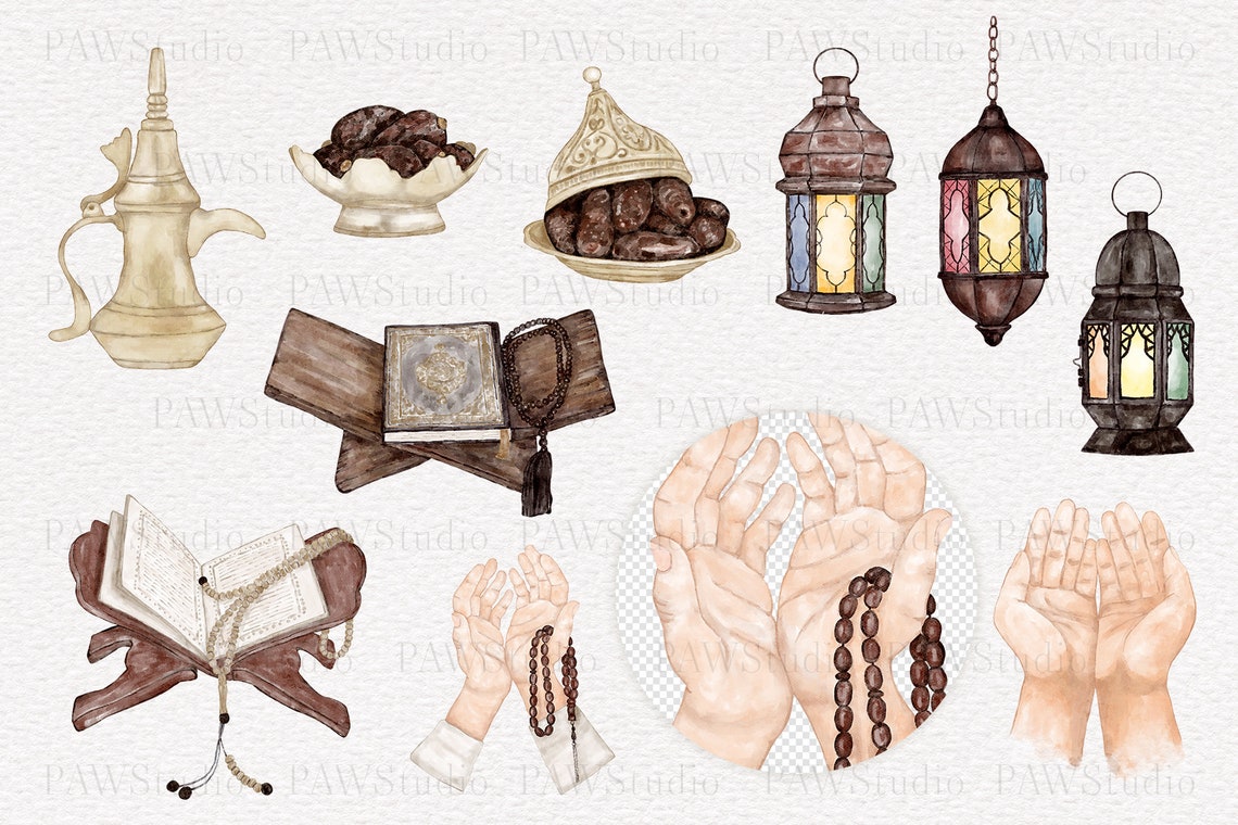 Ramadan Clipart Arabic Illustration Ramadan Mubarak Eid - Etsy