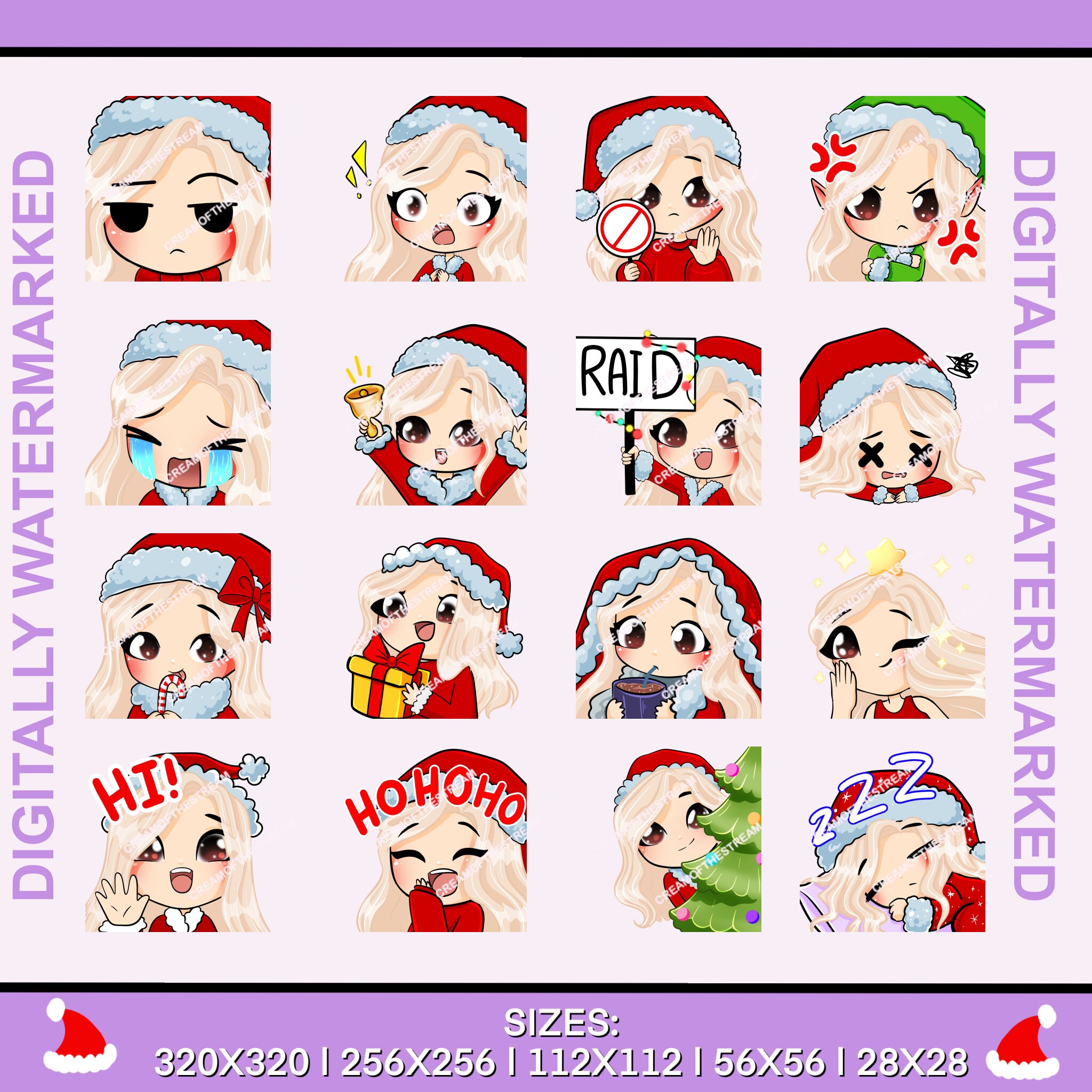 Xmas Chibi Emotes Cute Girl ( Alice | Light Blonde Hair | Brown Eyes ...