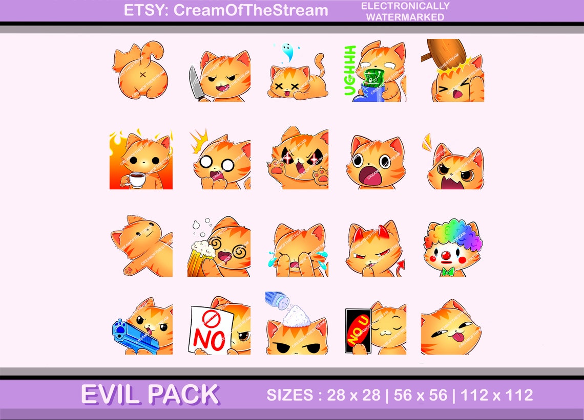 42 ORANGE CAT EMOTES Mega Pack | Cute Chibi Kitten Furry Pet Angel ...