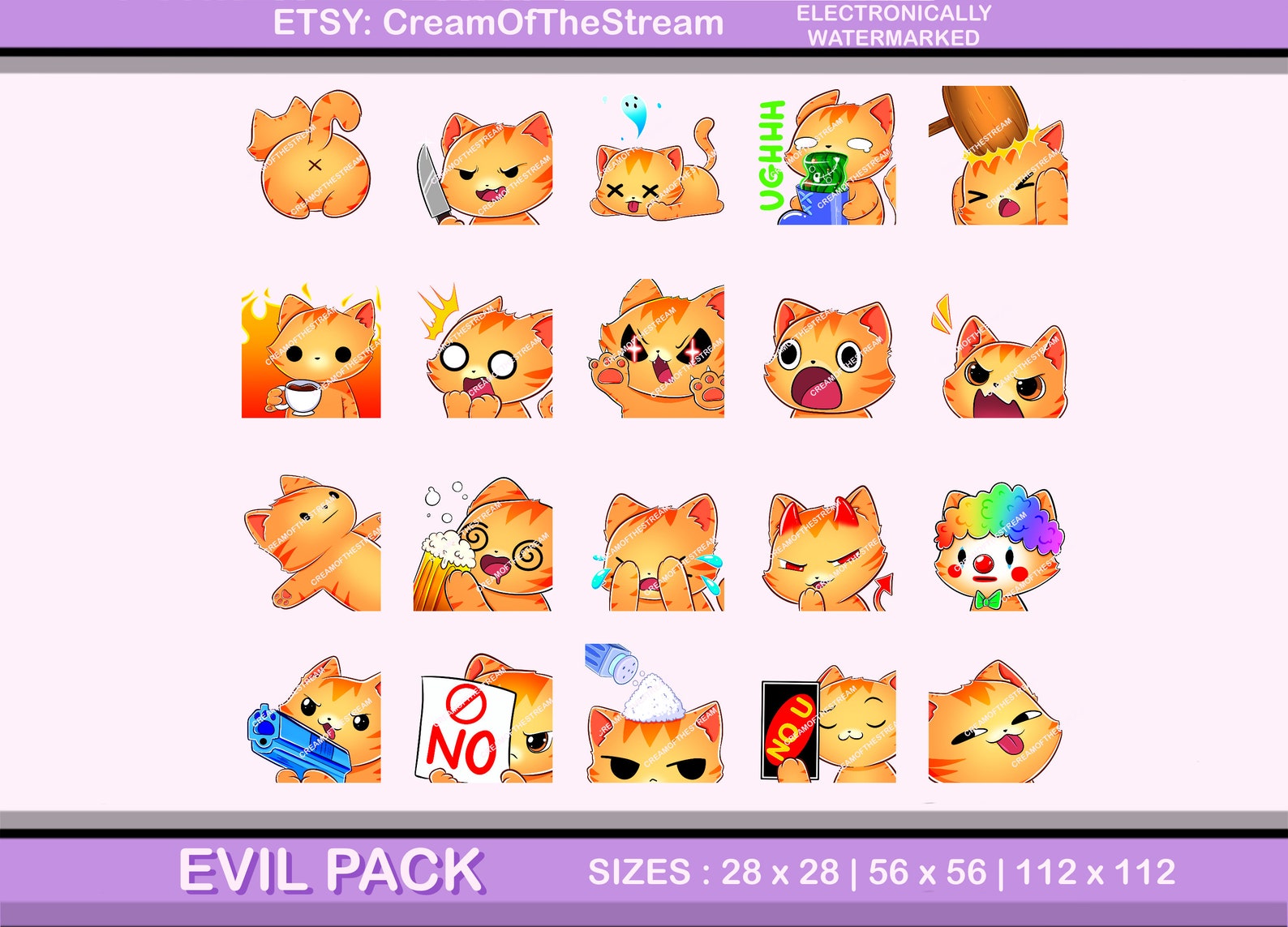 42 ORANGE CAT EMOTES Mega Pack | Cute Chibi Kitten Furry Pet Angel ...