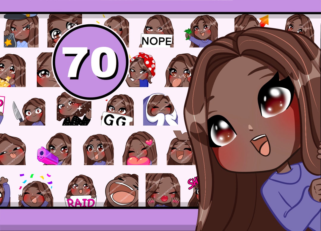 Kick Emotes Pack 70pcs ( Girl Theresa : Brown Hair | Brown Eyes | Mocha ...