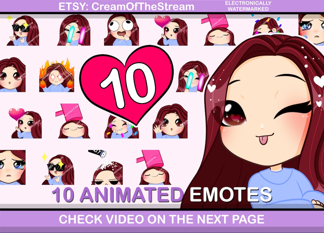 Pack of 10pcs ANIMATED Girls Emotes ( Girl Jane: Maroon Hair | Brown ...