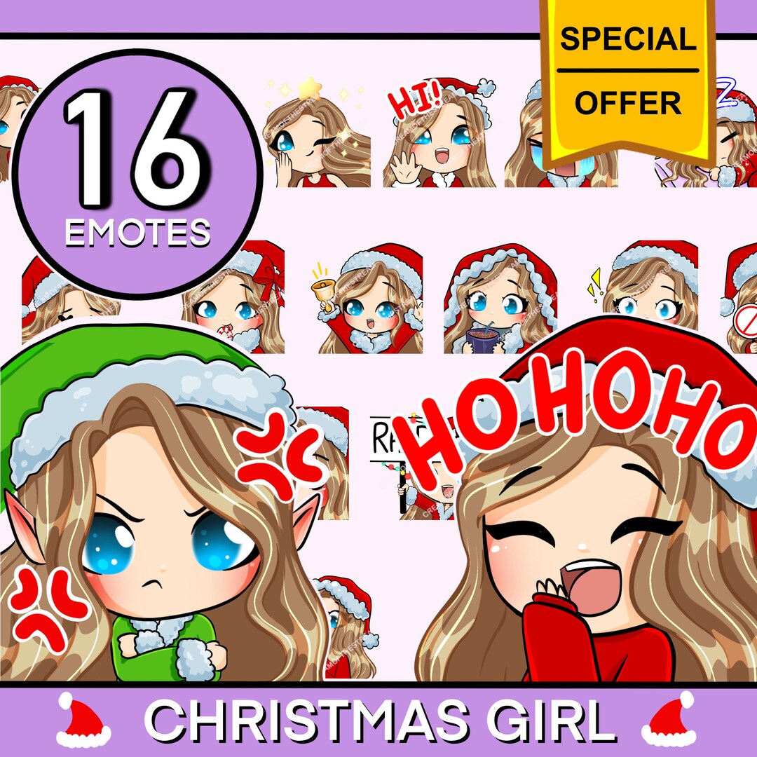 Christmas Girl Emote Twitch Emotes ( Emily | Brown Light Hair | Blue ...